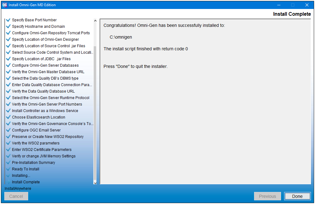 Installing the Omni-Gen Server and the Omni Governance Console